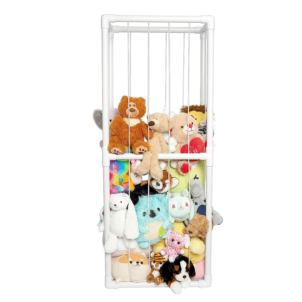 Lilly's Love Stuffed Animal Zoo Storage - Standing Storage Organizer Display | Made from Furniture-Grade, Easy to Assemble PVC, Stores More Stuffies Than Hammocks & Bean Bags | 55" x 22" x 12", White