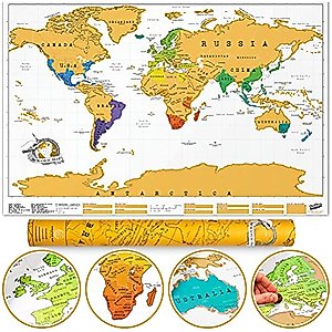 Luckies of London | Scratch Off World Map Original | Travel Map To Track Travels | World Map Wall Art For Office Decor | Scratch Art For Adults | Travel Journal Alternative | Travel Gifts | Large