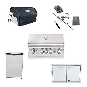 AMS Fireplace Lion | 32" Grill Package with 33" Double Access Doors & Refrigerator | Propane
