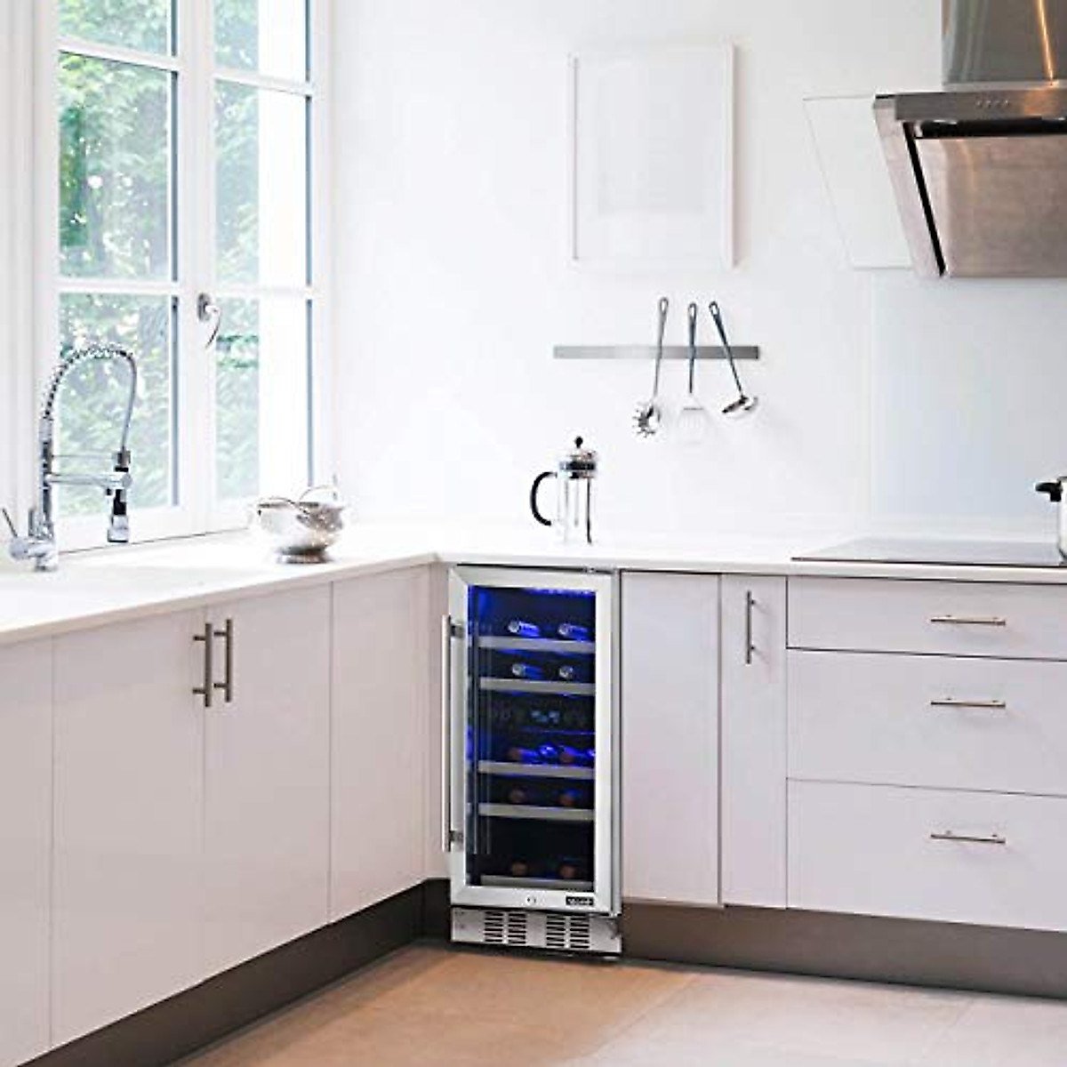 Newair 15" Wine Cooler Refrigerator | 29 Bottle Capacity | Fridge Built-in Or Free Standing | Dual Zone Wine Fridge With Removable Beech Wood Shelves In Stainless Steel NWC029SS01