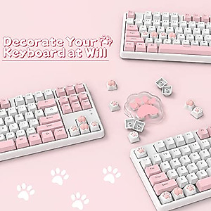 Custom 8 Pcs Cute Cat Claw and Butt Shape PBT&Silicone Keycaps Set Ergonomic OEM R4 Profile for 61/84/96/104 Key AKKO Gateron Kailh Cherry MX Cross Type Switch Mechanical Gaming Keyboard DIY(Pink-8)