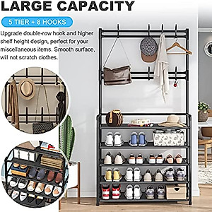 Liwarace Metal Clothing Rack,Clothes Garment Coat Rack with Bottom Shelf, Clothing Rack for Hanging Clothes, Coats, Skirts, Shirts, Sweaters, Black