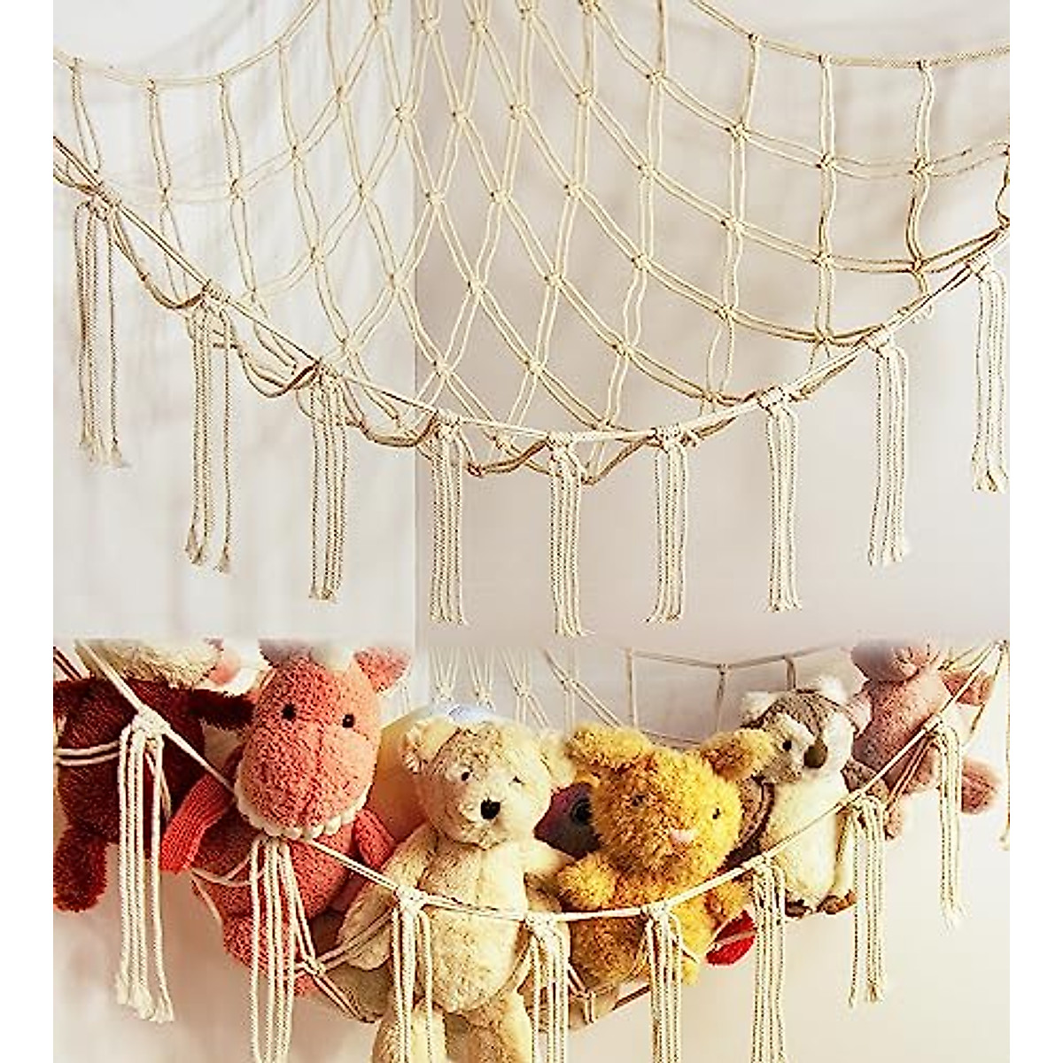 Stuffed Animal Storage Hammock or Net - Large Toy Hammock Net for Stuffed Animals Corner - Hanging Stuff Animal Organizer Holder Ideas for Plush Plushie Display - Ceiling Pet Nets on Wall Bedroom