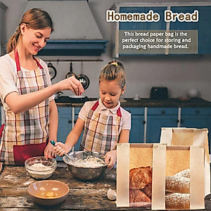 100 Pcs(13.7x8.2x3.5 in) Paper Bread Bags for Homemade Bread, Sourdough Bread Bags with Window, Sourdough Storage Bread Bags for Bread Packaging includes 500 Cute Seal Stickers