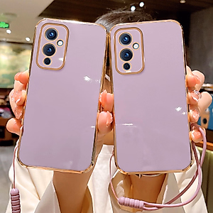 KuDiNi for Oneplus 9 Case, Oneplus 9 Phone Case for Women Girls Electroplating Cute Luxury Bling Aesthetic Trendy Pretty, Full Camera Soft TPU Protection Shockproof Cover for Oneplus 9 (Violet)