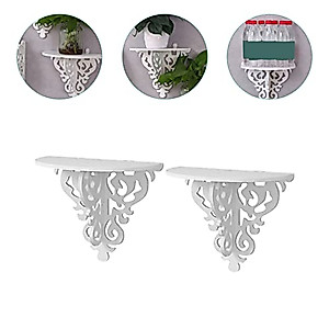 Zerodeko 2pcs Home Bracket Kitchen Organizer Simple-Shaped Mounted Flower Stands Modern Sundries Bathroom Floating Plant Flowerpot Nursery Stand Retro Decor for Holder Brackets Carving