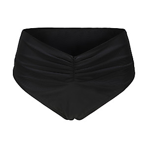 Zohamung Womens Retro High Waisted Bikini Bottoms Brazilian Cheeky High Cut Tankini Briefs Gray Black