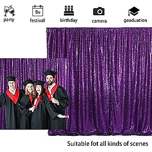 TRLYC Purple Sequin Backdrop Curtains - 2 Panels 2x8ft Sparkly Purple Curtains Glitter Backdrop for Party Christmas Wedding Birthday Halloween Background Decoration