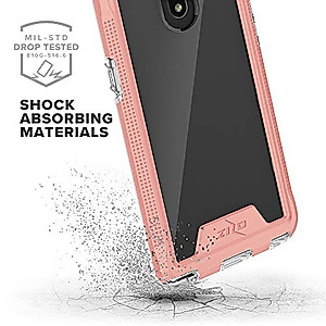 Zizo ION Series LG Aristo 4+ / LG Escape Plus Case | Military Grade Drop Tested with Tempered Glass Screen Protector (Rose Gold/Clear)