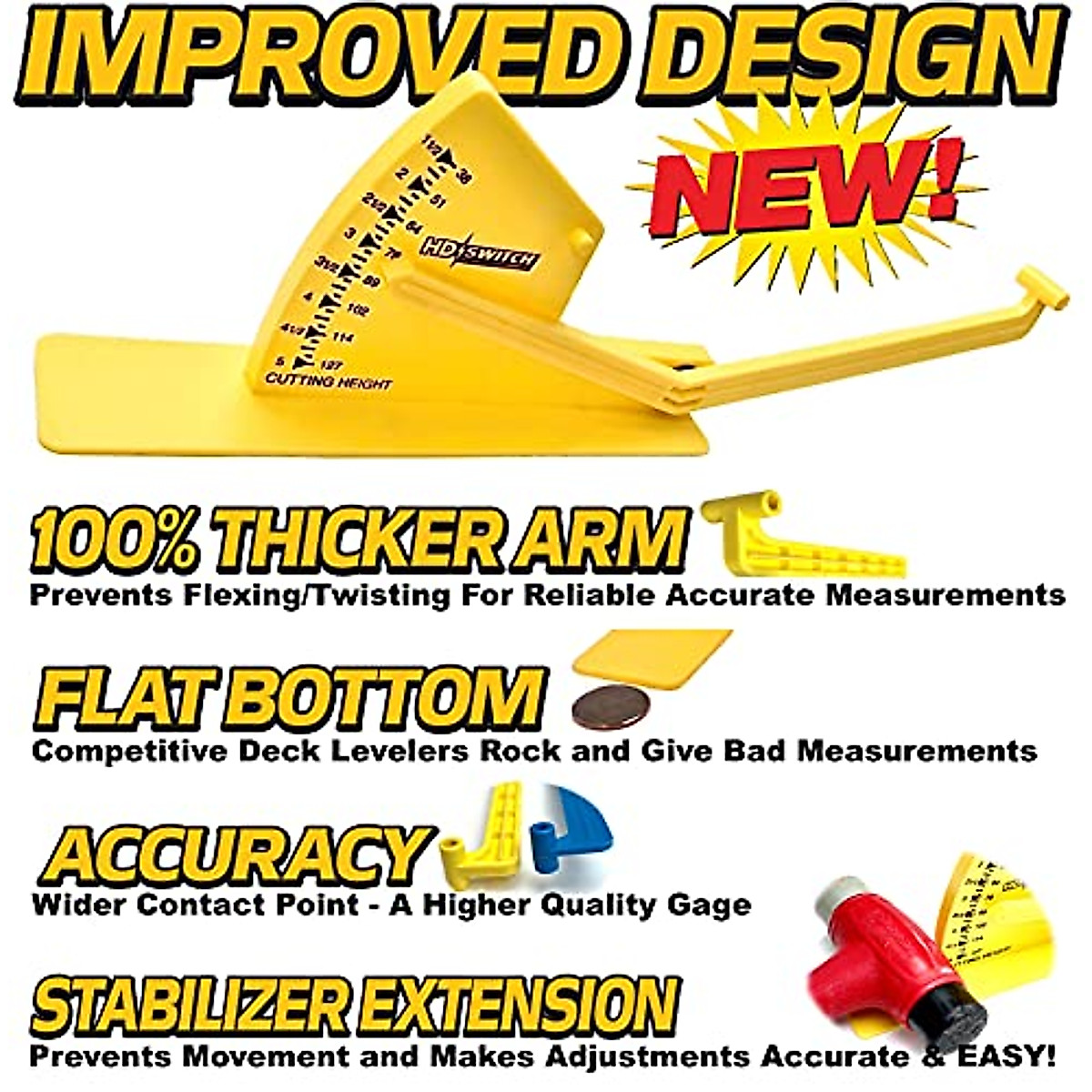 HD Switch - OEM Upgrade - Deck Blade Leveling Leveler Gage Gauge for Cub Cadet MTD Troy-Bilt Craftsman Yardman White Lawn Mower Garden Tractors Zero Turn Lawnmowers