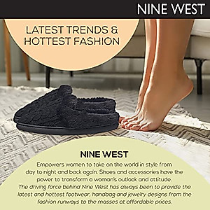 NINE WEST Premium Slippers For Women Cozy Warm Memory Foam Non-Slip Indoor Outdoor Winter House Shoes in Black Size 5-6 Small