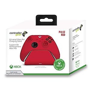 Controller Gear Pulse Red Universal Xbox Pro Charging Stand with 1100 Mah Rechargeable Battery, Charging Station for Xbox Series X|S and Xbox One