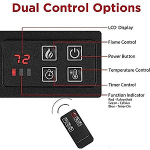 Electric Fireplace 23" Remote Control Fireplace Insert Log Heater, Realistic Pinewood Ember Bed, Level 3 Adjustable Flame, Overheat Protection, Thermostat, Timer, 1400W Black