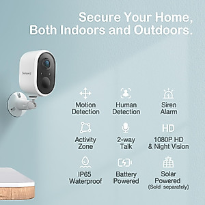 Sense-U Outdoor Wireless Security Camera, for Outdoor & Indoor Use with 1080P HD/Rechargeable Battery/Night Vision/PIR Motion Detection / 2-Way Talk/Waterproof/No Monthly Fee