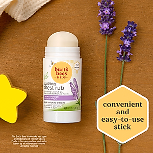 Burt's Bees Kids Chest Rub Stick, Coconut Oil, Shea Butter and Manuka Honey Lavender & Eucalyptus, White, 1 Ounce