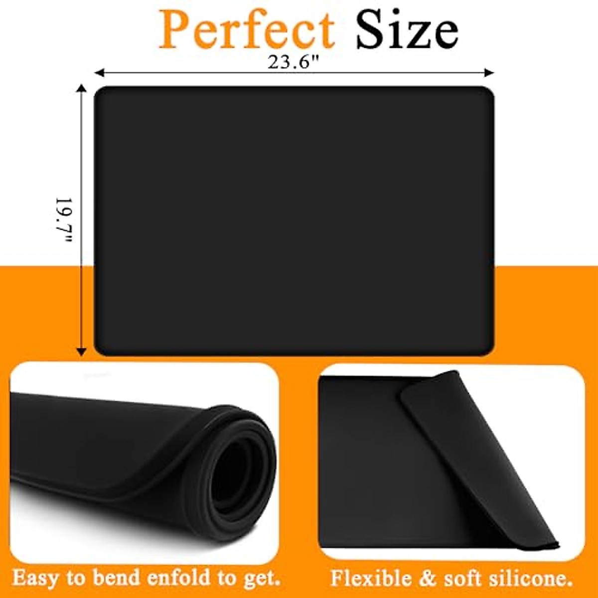 Washer and Dryer Top Protector, 23.6“ x 19.7" Protective Silicone Rubber Mat for Washing Machine or Dryer, Washable Mat for Top of Washer or Dryer, Support Heat Washer or Dryer Mat for Laundry Room