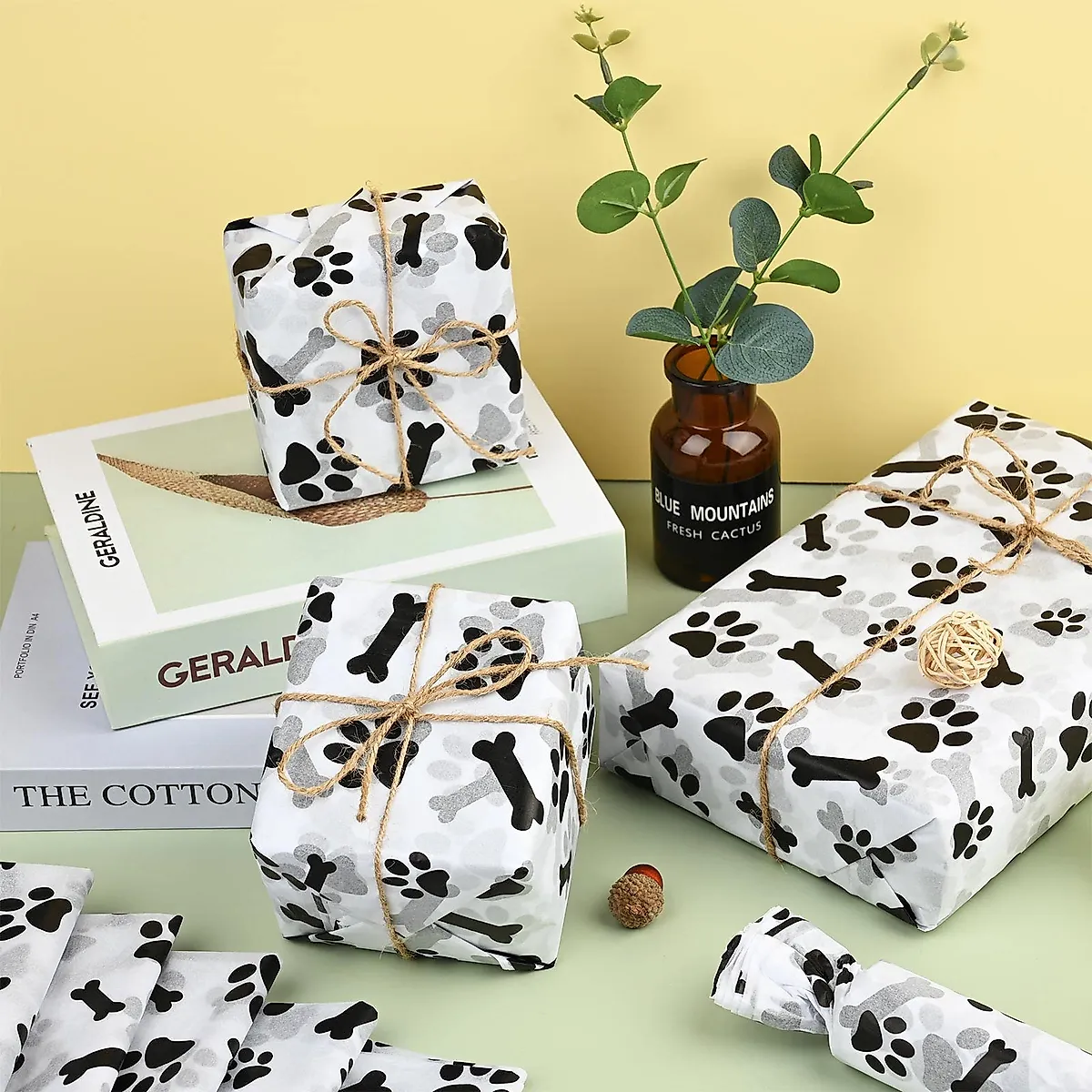 60 Sheets 20 x 20 Inch Dog Paw Print Tissue Paper Puppy Paws Gift Wrap Tissue for Gift Bags Wrapping (Dog Paw)