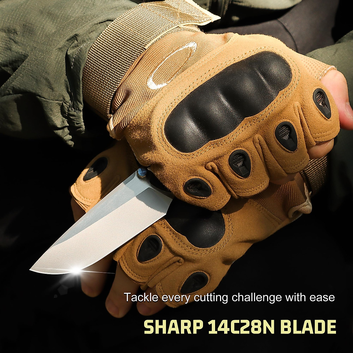 XTOUC SG Pocket Knife for Men,14C28N Sharp Blade G10 Handle,Thumb Stud Opener Folding Knives for Outdoor Camping Survival Hiking