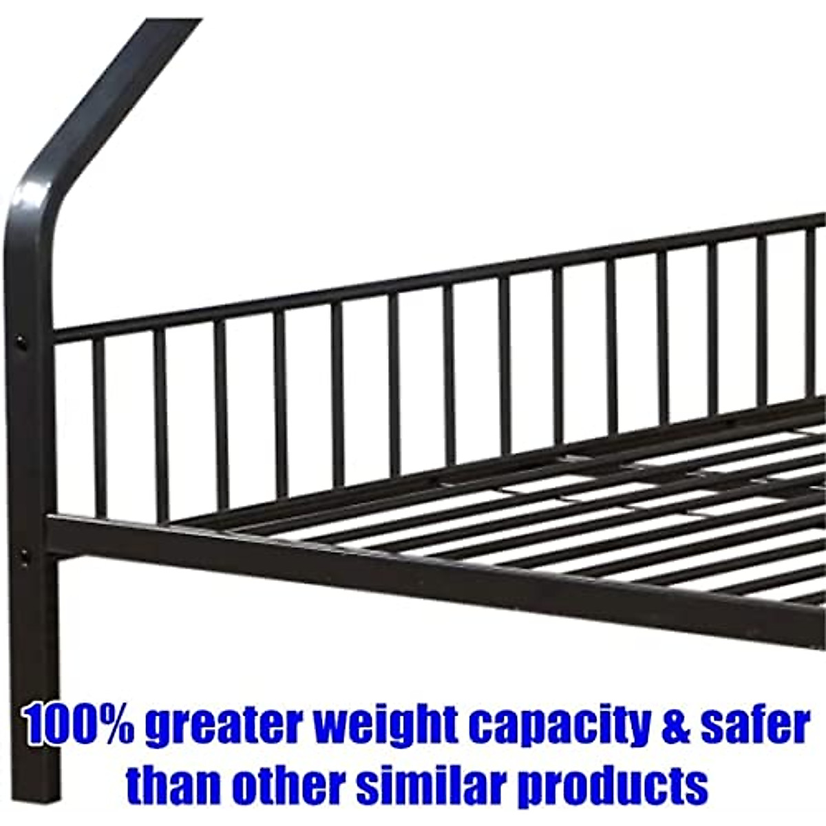 ZEKOLO Upgraded Version & Stronger Steel Bunk Bed Twin XL Over Queen with Safer Guardrails and Ladder, Thickend More Stable Metal Twin XL Over Queen Bunkbeds, Gunmetal (Easier to Assemble)