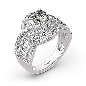 Jeulia 6 Carat Halo Cushion Cut Engagement Ring Vintage 925 Silver Twisted Wedding Rings Cubic Zirconia Eternity Band Rings Anniversary Promise with Jewelry Gift Box (Silver, 7.5)