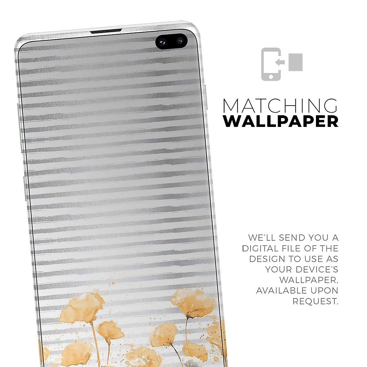 DesignSkinz Karamfila Yellow & Gray Floral V16 Protective Vinyl Decal Wrap Skin Cover Compatible with The Samsung Galaxy S20 (Screen Trim & Back Glass Skin)