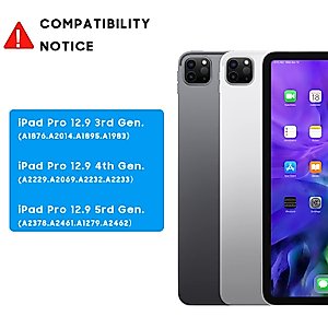 DOMEUN iPad Pro 12.9 inch 2022 Case with Keyboard - Touchpad Keyboard for 12.9-inch iPad Pro - 6th Generation, 5th/4th/3rd Generation - Wireless Detachable - with Pencil Holder for 2022 iPad Pro 12.9