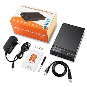 Hard Drive Enclosure, RSHTECH USB 3.0 to SATA External Hard Drive Docking Station for 3.5 inch SATA I/II/III HDD SSD Up to 16TB Support UASP (Black)