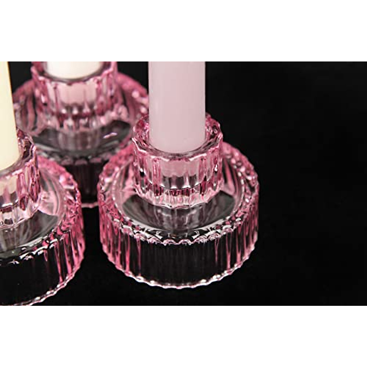 Vixdonos Pink Candle Holders Set of 6 Glass Tealight Candle Holders for Table Centerpieces and Wedding Decor(L)