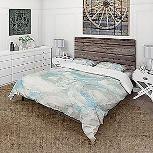 DesignQ Pale Blue Shade III Nautical & Coastal Duvet Cover Set, Blue Duvet Cover Set Queen, Cottage Bedding Set of 3 Pieces, All Season Nautical & Coastal Bedding Sets Queen