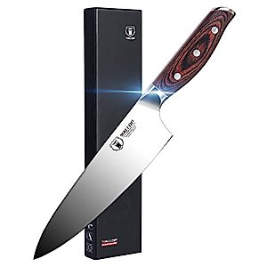 WALLOP Chef Knife - Pro Kitchen Knife 8 inch Chef's Knife Japanese Gyuto Knife Ultra Sharp, German High Carbon Stainless Steel Full Tang Brown Pakkawood Handle, Gift Box Package, Jane Series