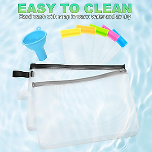 Tinrbip Protein Powder Container To Go, 25Pcs Protein Powder Travel Containers Set Include 21Pcs Single Dose Bags and 4Pcs Large Zip Up Bags, 2Pcs Funnels, 4Pcs Spoons and Sheet Labels, Spring Buckle