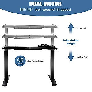 Tangkula Dual Motor Electric Standing Desk Frame, Height & Width Adjustable Motorized Sit Stand Desk Base, Ergonomic Standing Up Workstation w/Memory Controller