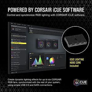 CORSAIR ML120 RGB ELITE, 120mm Magnetic Levitation RGB Fan with AirGuide, 3-Pack with Lighting Node CORE, Black For Radiator