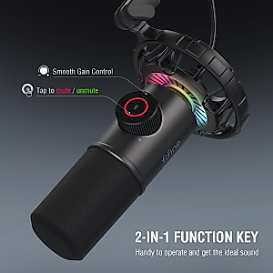FIFINE USB Gaming Microphone and Mic Arm Stand Kit, RGB Dynamic Mic with Tap-to-Mute, Headphones Jack for PC, Heavy Duty Boom Arm Bundle with Desk Mount, 5/8" Screw for Streaming Podcast (K658+BM63)