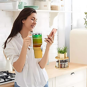 RPLIFE Chic Volleyball Court Orange 40 Oz Tumbler with Handle and Straw, 30 Oz Tumbler with Handle, Travel Coffee Tumbler