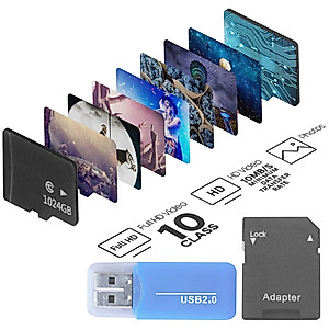Micro SD Card 1 Tb | USB Adapter | SD Card Adapter | Pack of 3 | 10MB/s Transfer Rate | Plug and Play | All OS Compatible | Reliable and Stable Products | Large Storage Capacity (Blue)