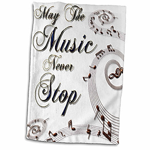 3D Rose May Never Stop with Musical Notes TWL_213981_1 Towel, 15" x 22", Multicolor