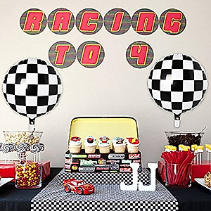 Checkered Balloons 12pcs Racing Party Decorations Supplies 18inch Racing Car Balloons Checkerboard Mylar Balloons Black and White Checkered Balloons for Race Car Birthday Party Supplies