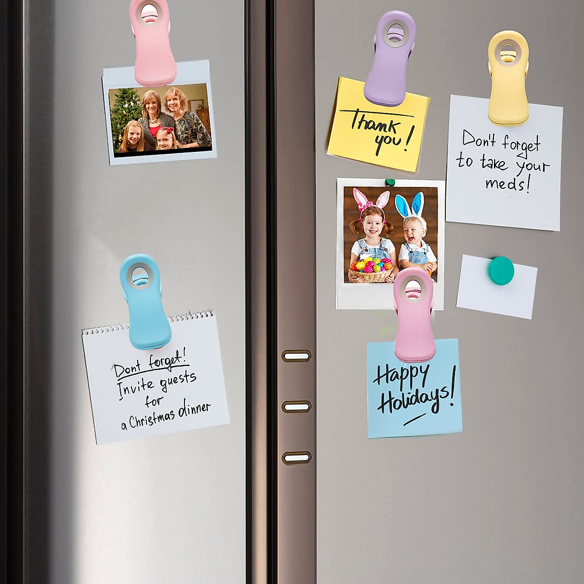 Hasanni Magnetic Clips - Food Clips, Chip Clips, Bag Clips for Food Storage with Air Tight Seal Grip for Bread Bags, Snack Bags and Food Bags (Pack of 10, Pastel Colors)