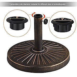 Yaheetech 26.5lbs Outdoor Patio Umbrella Base Round All Weather Umbrella Stand for Patio, Deck & Garden, Bronze