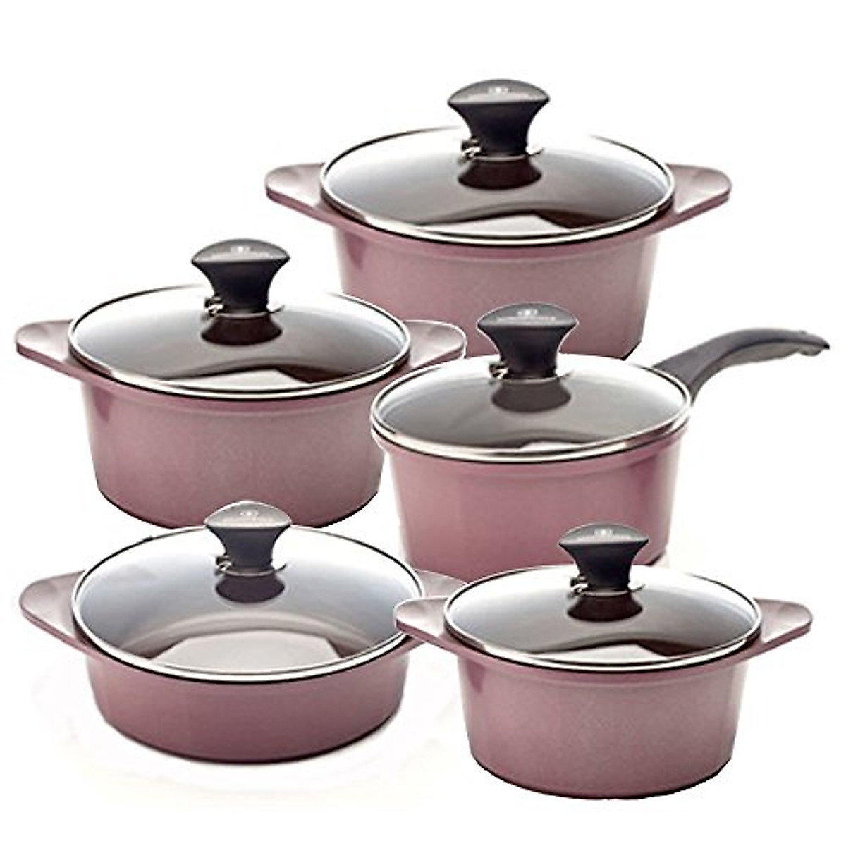 Moncross series 5-Piece Set (Sauce Pan, 6.3 inches (16 cm), Sauce Pan, 7.1 inches (18 cm), Small Oven Pan, 7.9 inches (20 cm), Steaming Pot, 9.4 inches (24 cm), Small Pot, 9.4 inches (24 cm)