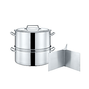 CONCORD Extra Large Outdoor Stainless Steel Stock Pot Steamer and Braiser Combo. Great for steaming oysters, crab, crawfish and more (40 QT)