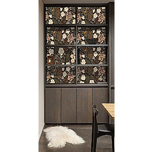 HAOKHOME Peel and Stick Wallpaper Floral Vintage Removable Rose Leaf Black/Brown/Beige Stick on Mural 17.7in x 9.8ft