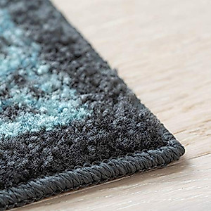 Maples Rugs Pelham Vintage Area Rugs for Living Room & Bedroom [Made in USA], 7 x 10, Charcoal/Radiant Blue