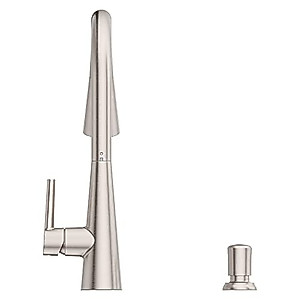 Pfister Barulli Kitchen Faucet with Pull Down Sprayer and Soap Dispenser, Single Handle, High Arc, Spot Defense Stainless Steel Finish, F5297BARGS