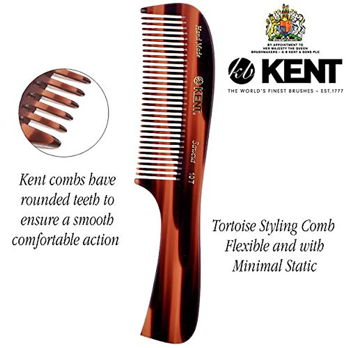 Kent 10T Large Wide Tooth Comb - Rake Comb Hair Detangler / Wide Tooth Comb for Curly Hair - Beard Combs/Hair Comb Hair Care Detangling Comb - Hair Comb for Men Hair Supplies - Natural Hair Comb Set