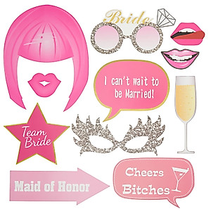 Juvale 72 Pieces Bachelorette Photo Booth Props and Signs for Bridal Party Selfies and Decorations, Assorted Designs