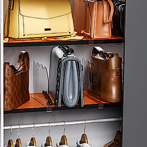 Yieach 6 PCS Acrylic Shelf Dividers for Closet Organization,Clear Closet Shelf Organizer for Wood Closet Separator,Perfect for Sweater, Shirts, Purse, Bookshelf, Handbags in Bedroom Cabinets Shelves