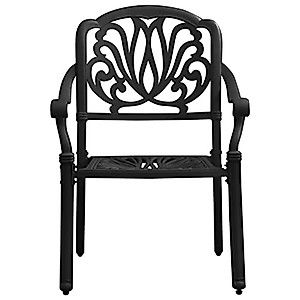 KTHLBRH 5 Piece Bistro Set Cast Aluminum Black, Outdoor Patio Table and Chairs, Patio Furniture Set for Outdoor, Deck, Yard, Porch