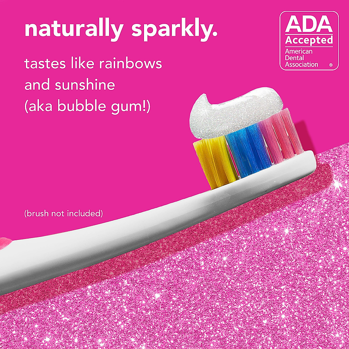 hello Unicorn Sparkle Kids Fluoride Toothpaste, Natural Bubble Gum Flavor, ADA Approved, Ages 2+, No Artificial Sweeteners, No SLS, Gluten Free, Vegan, Pack of 3, 4.2 oz Tubes